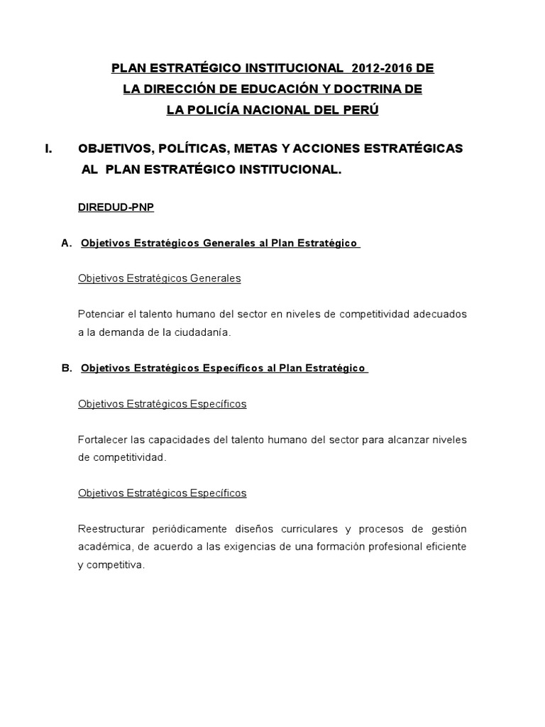 PLAN Estrategico PNP | PDF