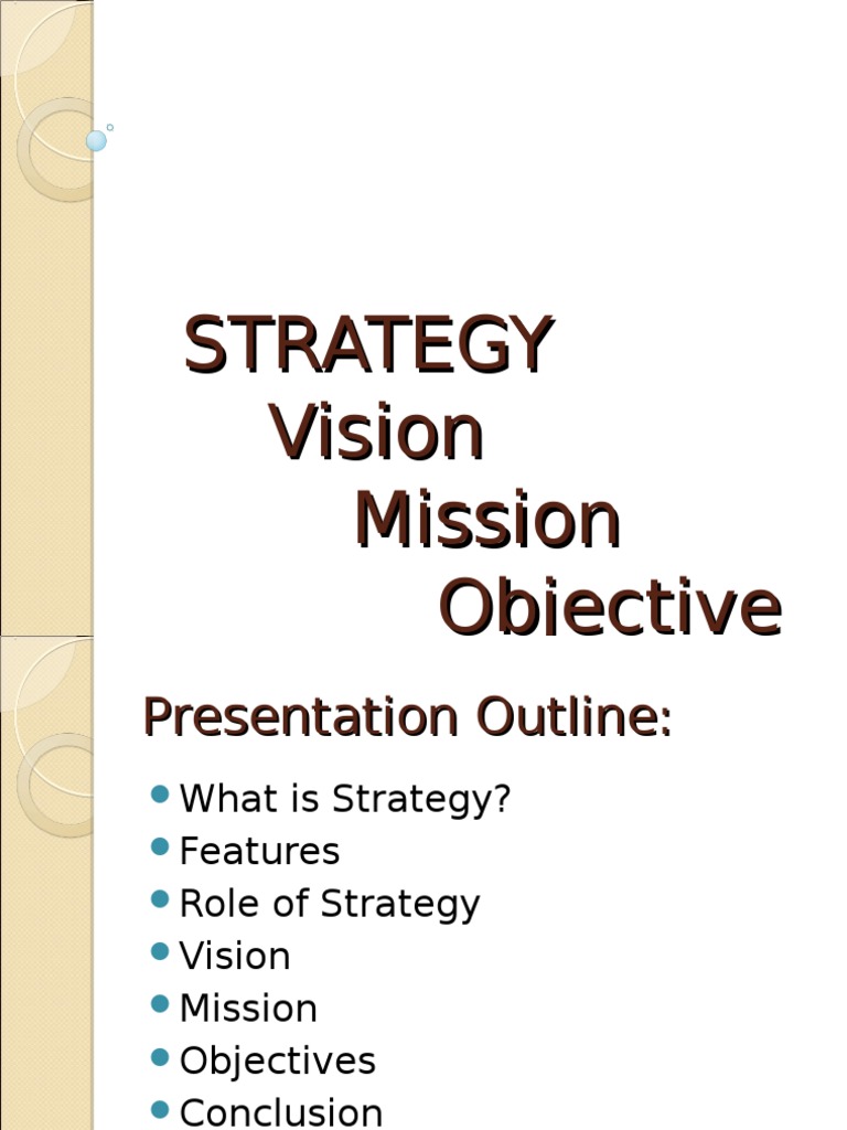 Strategy Vision Mission Objective | PDF | Strategic Management ...