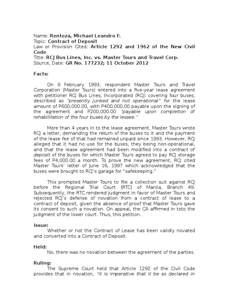 25 RCJ Bus Lines, Inc. vs. Master Tours and Travel Corp. | PDF | Lease ...