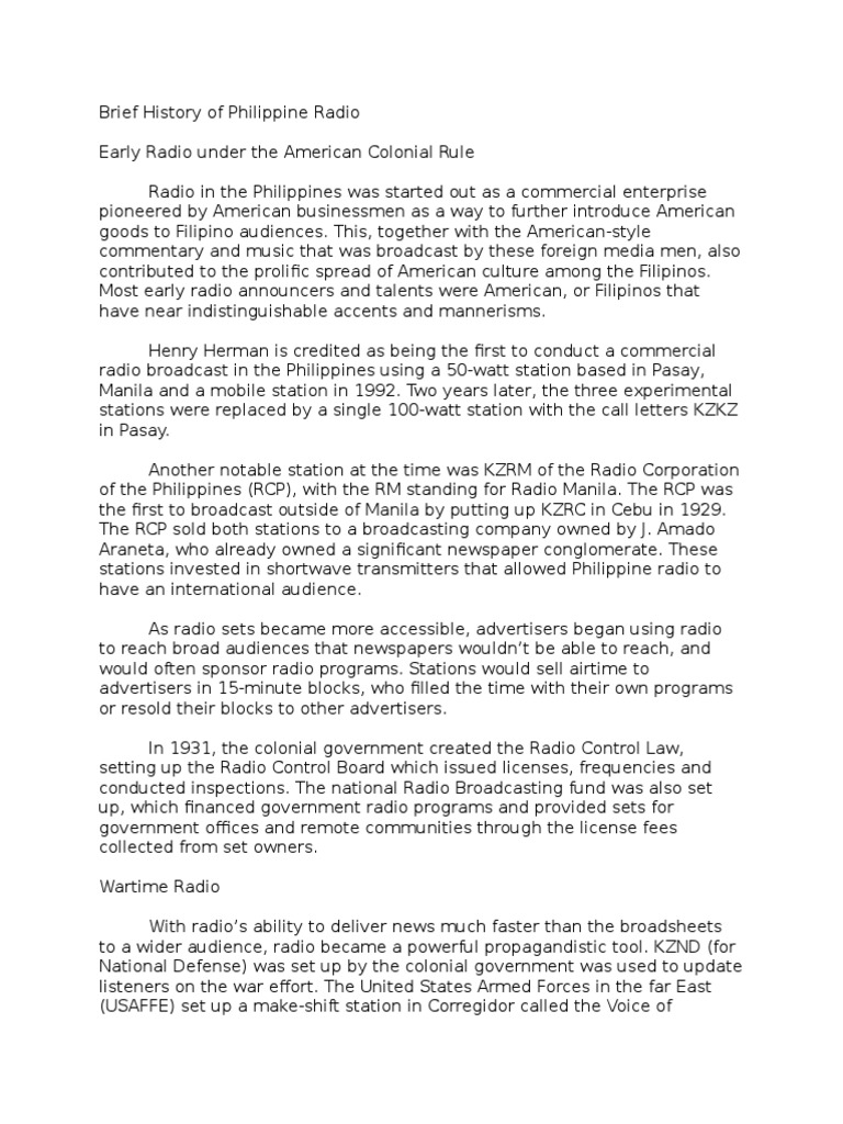 History of Philippine Radio Broadcasting | PDF | Public Sphere ...