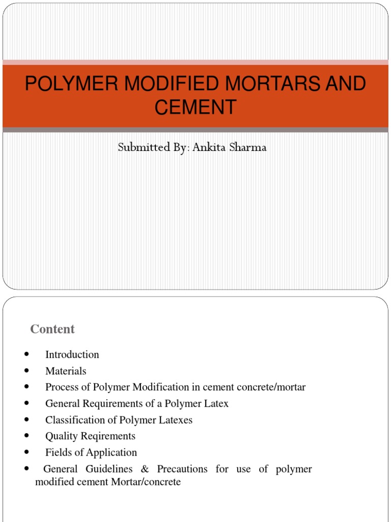 POLYMER MODIFIED MORTARS AND CEMENT | Mortar (Masonry) | Concrete