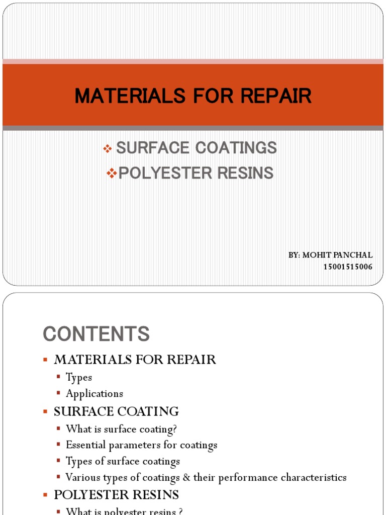 Materials For Repair | PDF | Polyester | Industrial Processes