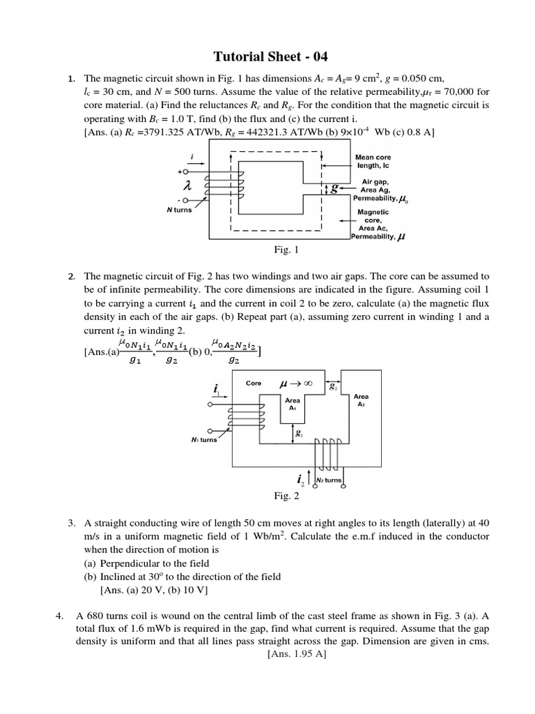 Tutorial Sheet 04 | Inductance | Inductor