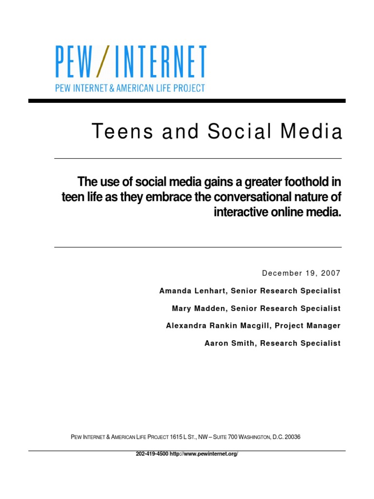 PIP Teens Social Media Final PDF | PDF | Social Networking Service ...