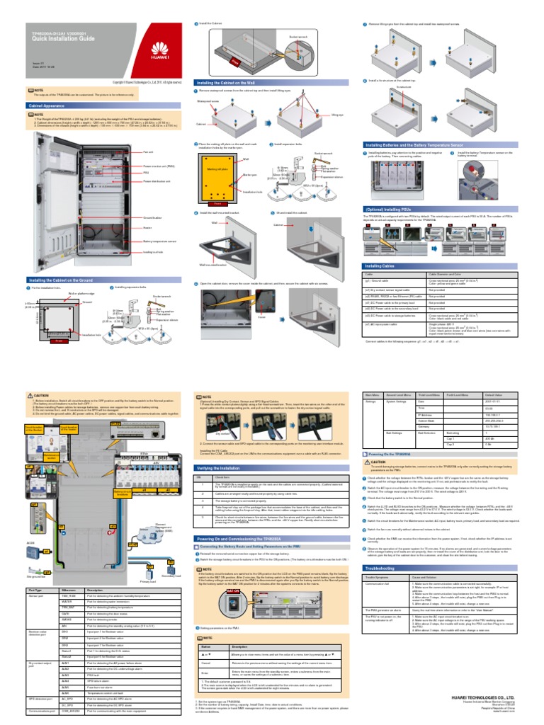 TP48200A-D12A1 Quick Installation Guide V300R001 01 PDF | PDF | Power ...