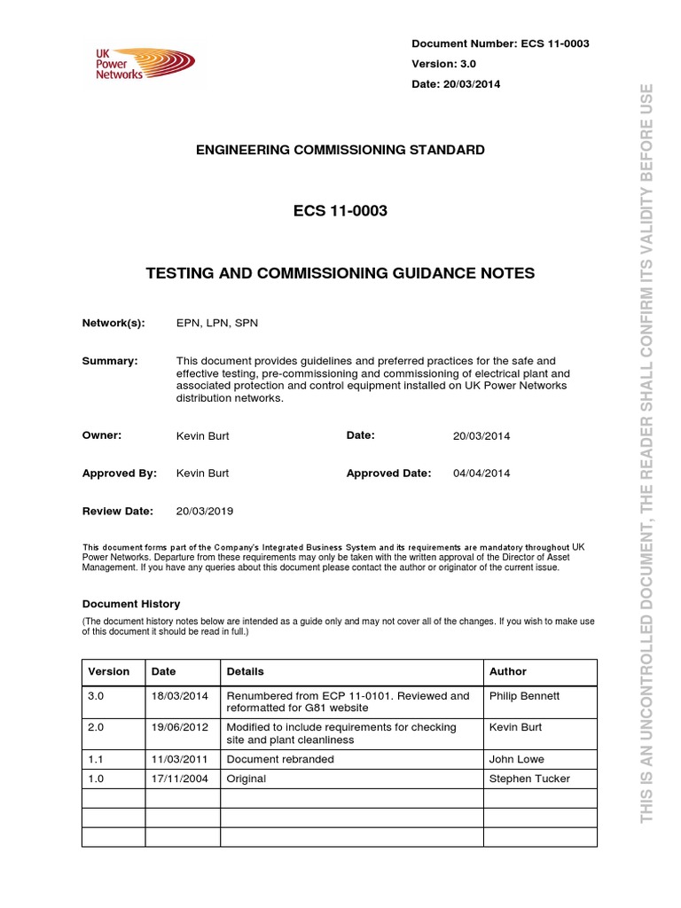 ECS 11-0003 Testing and Commissioning Guidance Notes | Download Free ...