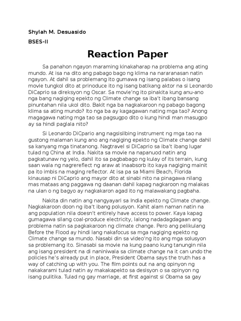 Reaction Paper | PDF