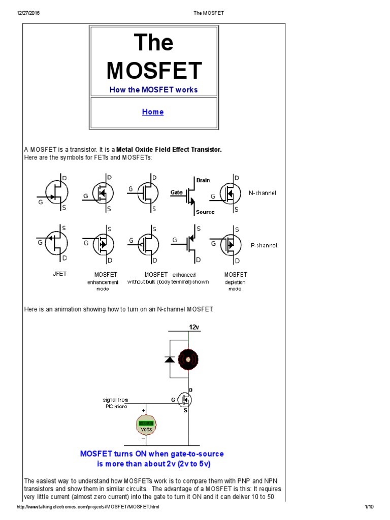 The Mosfet | PDF | Field Effect Transistor | Mosfet