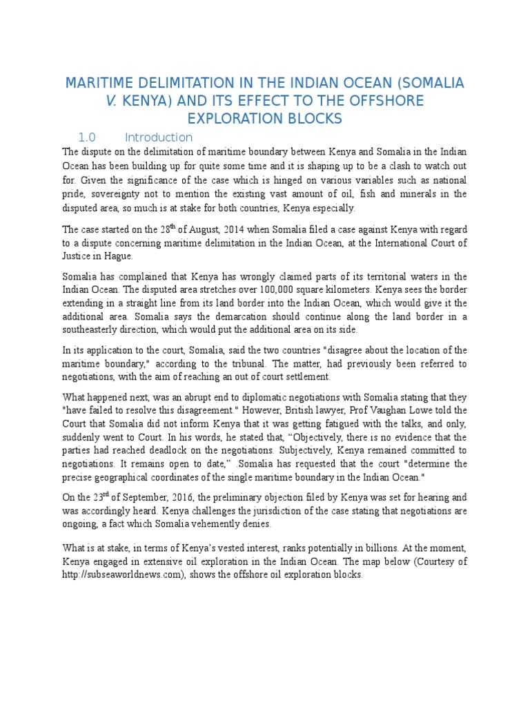 Maritime Delimitation in The Indian Ocean | PDF | Kenya | Somalia
