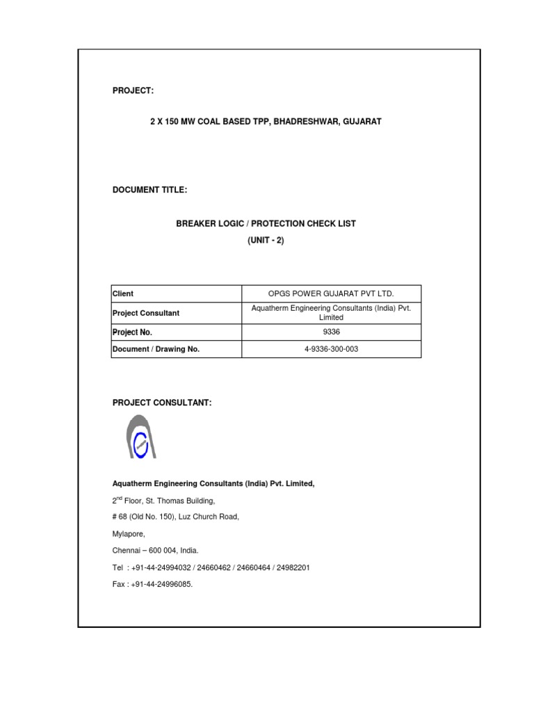 Breaker Logic Checklist for TPP Gujarat | PDF