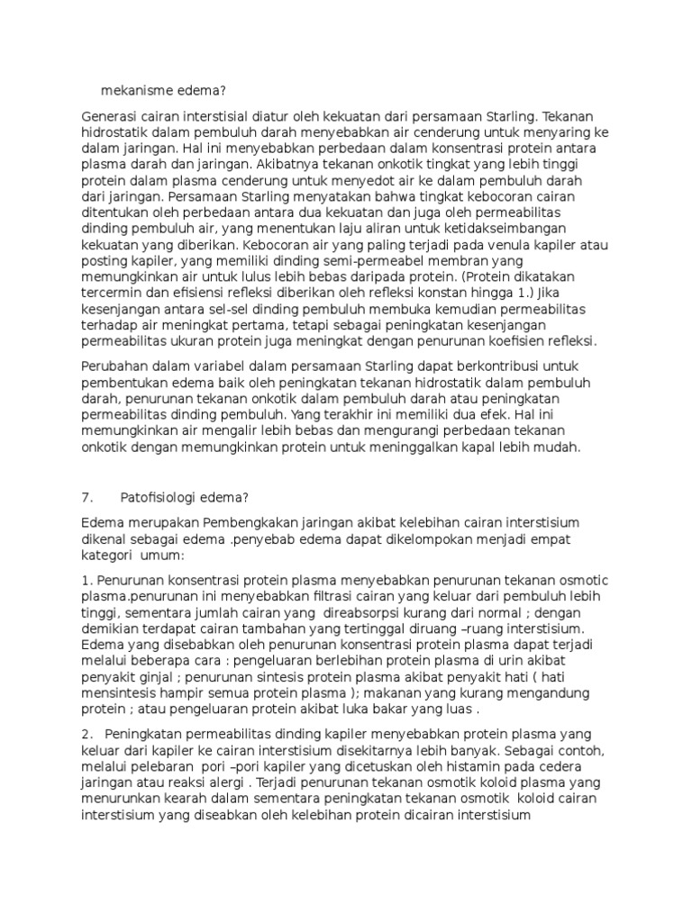 Mekanisme Edema | PDF