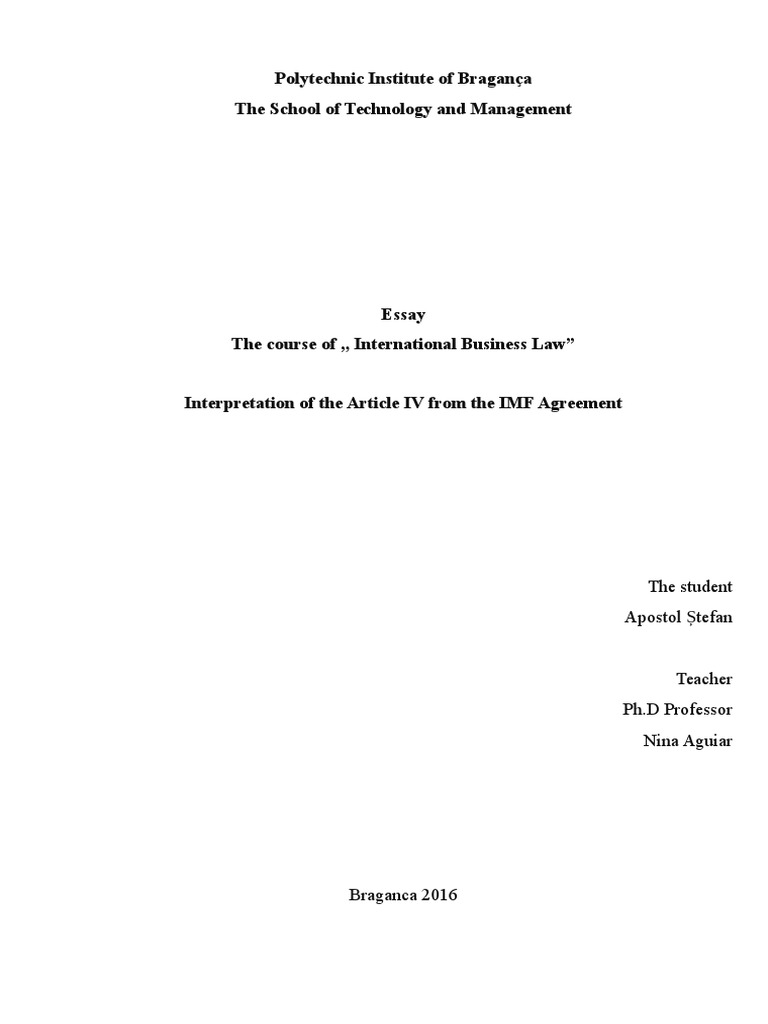 IMF Agreement Article IV | PDF | International Monetary Fund | Fixed ...