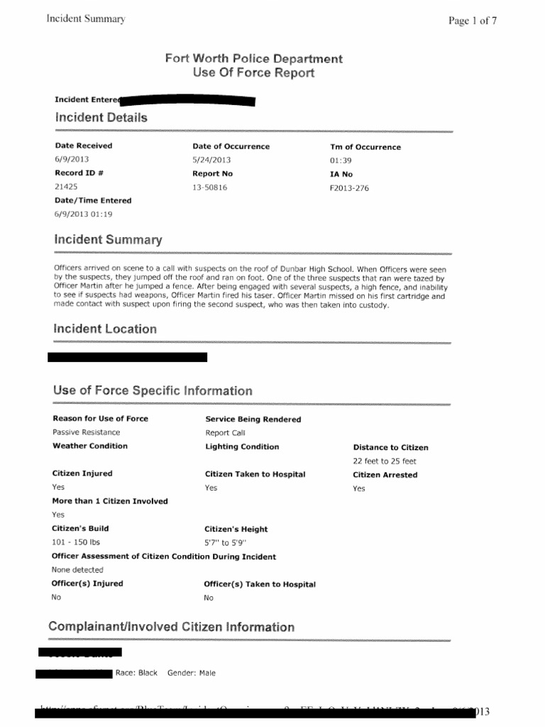 Fort Worth Police Officer William Martin, Use of Excessive Force (2013 ...