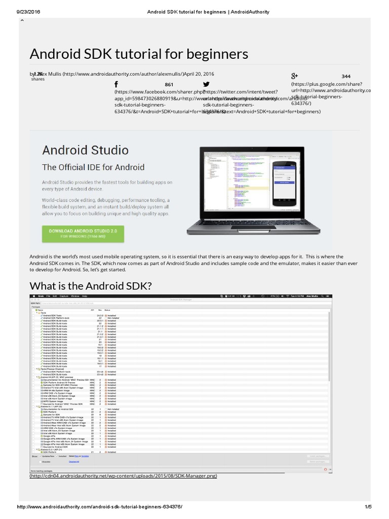 Android SDK Tutorial For Beginners - AndroidAuthority | PDF | Software ...