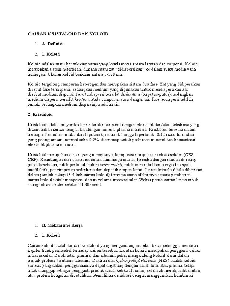 Cairan Kristaloid Dan Koloid | PDF