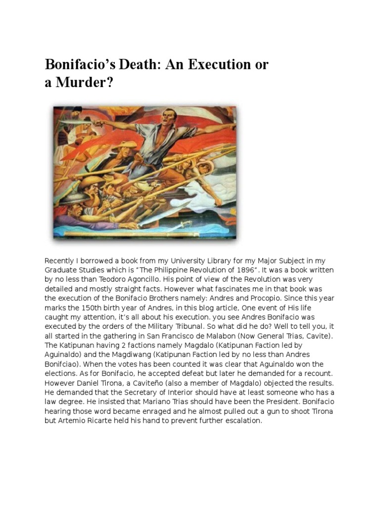 Bonifacio's Death: An Execution or A Murder? | PDF | Philippines | Violence