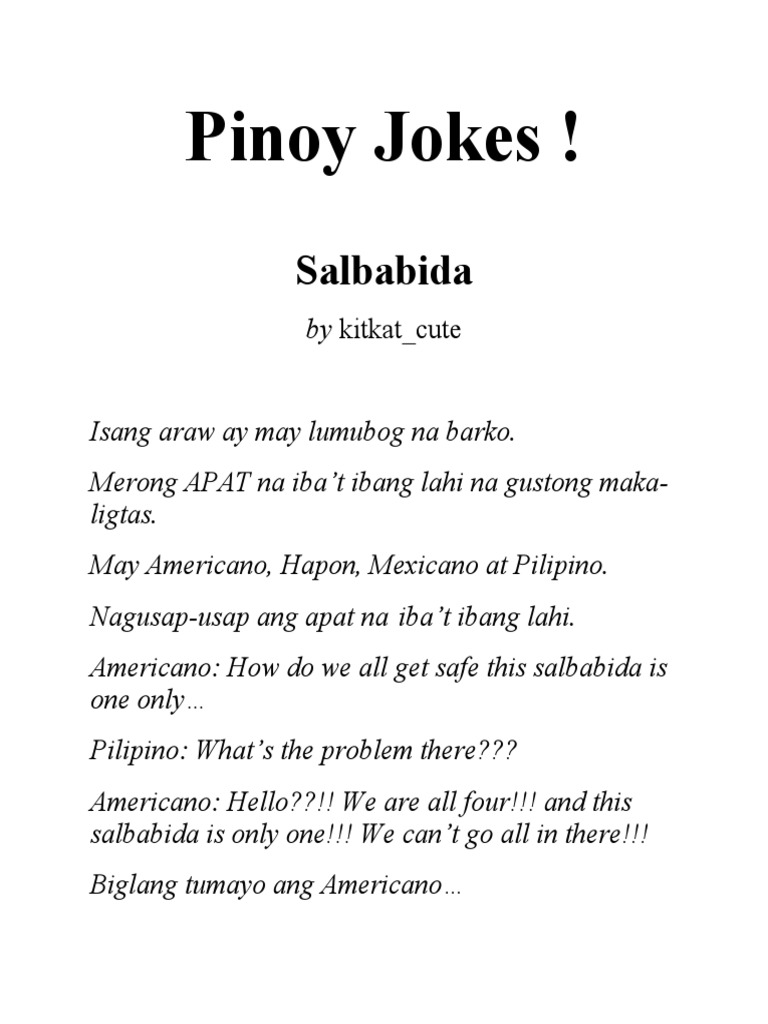 Pinoy Jokes !: Salbabida | PDF