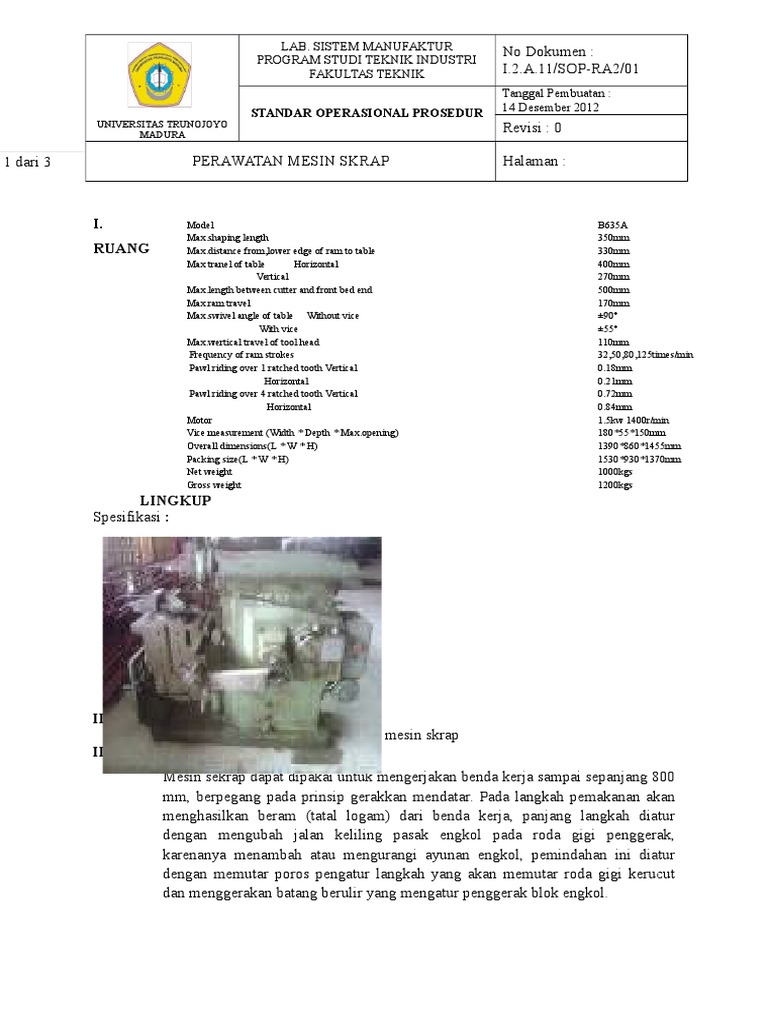 Perawatan Mesin Skrap | PDF