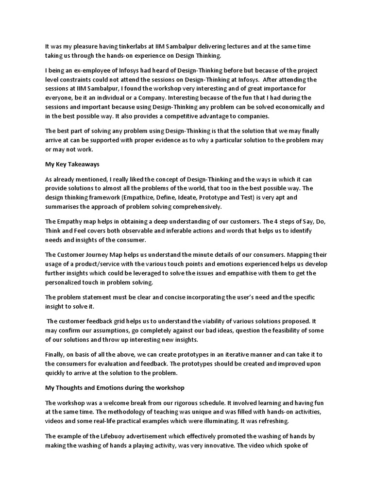 My Key Takeaways | PDF | Design Thinking | Insight