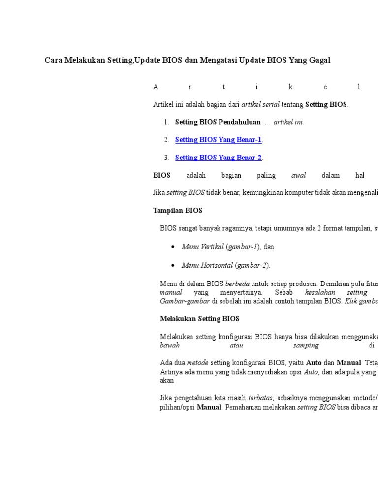 Cara Melakukan Setting Bios | PDF