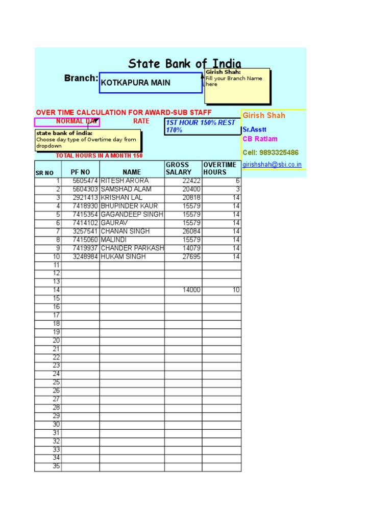 Overtime Calculation Pdf