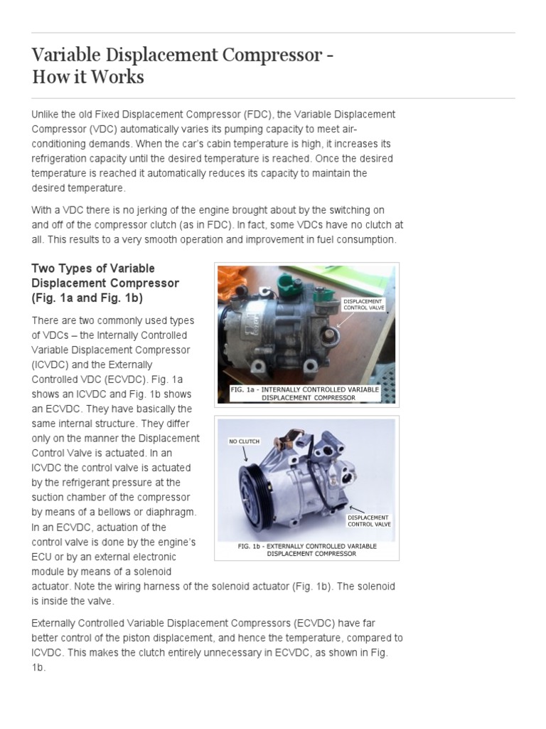 Variable Displacement Compressor - How It Works | PDF | Gas Compressor ...