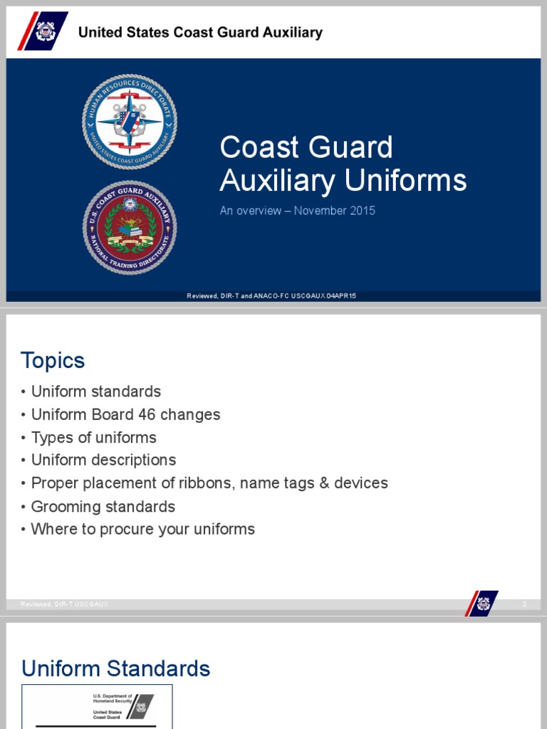 Uniform Presentation, USCG Auxiliary | PDF | United States Coast Guard ...