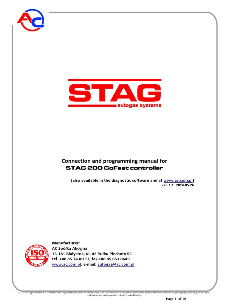 STAG 200 GoFast - Manual ENG Ver. 1.1 | PDF | Fuel Injection | Ignition ...