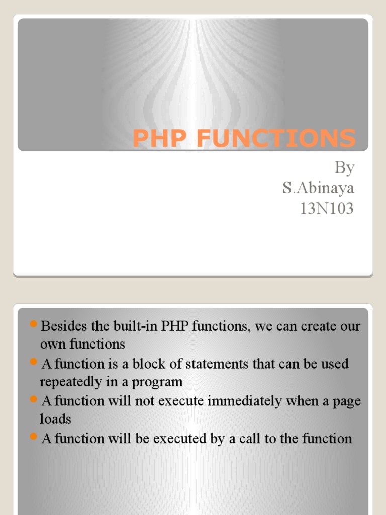 User Defined Functions in PHP | PDF