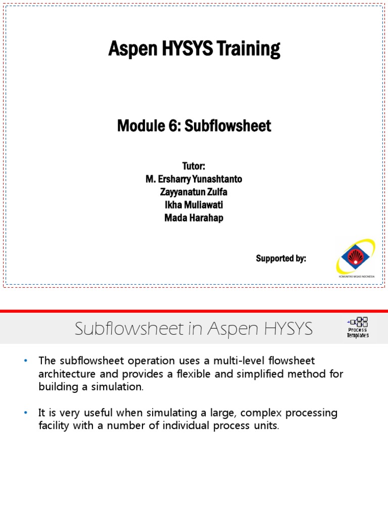 Aspen HYSYS Training: Module 6: Subflowsheet | PDF