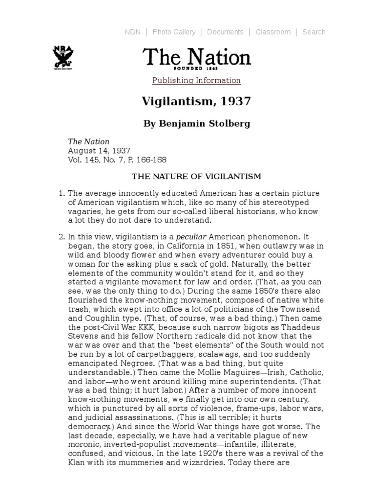 Vigilantism, 1937 | PDF | Strike Action | Politics (General)
