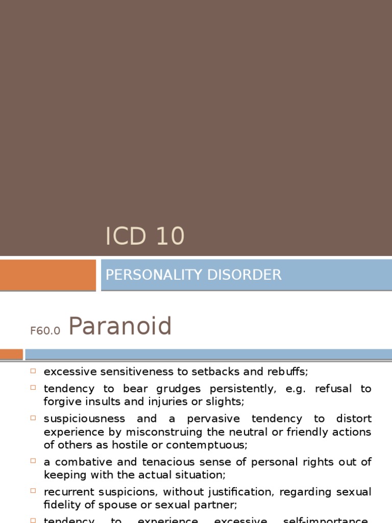 Icd 10 | PDF | Borderline Personality Disorder | Personality Disorder