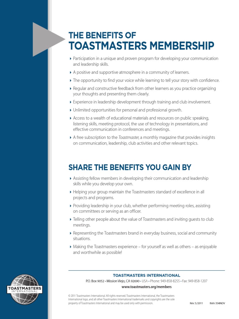 Toastmasters Membership: The Benefits of | PDF | Learning | Communication