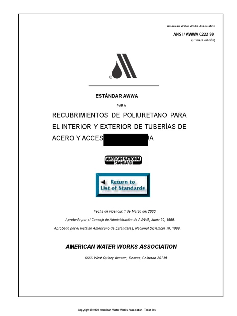 Awwa C222-99 | PDF | Revestimiento | Soldadura