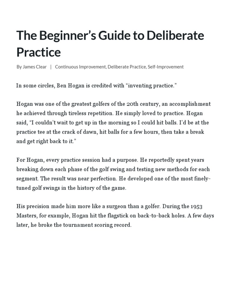 The Beginner's Guide To Deliberate Practice | PDF | Habits | Chess