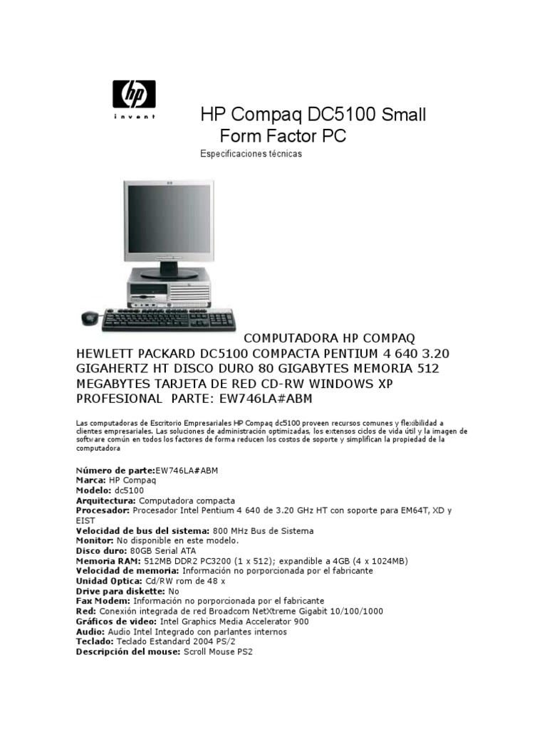 HP Compaq DC5100 Small Form Factor PC