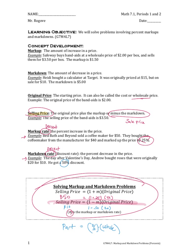 Markup and Markdown Problems Guide | PDF | Prices | Sales