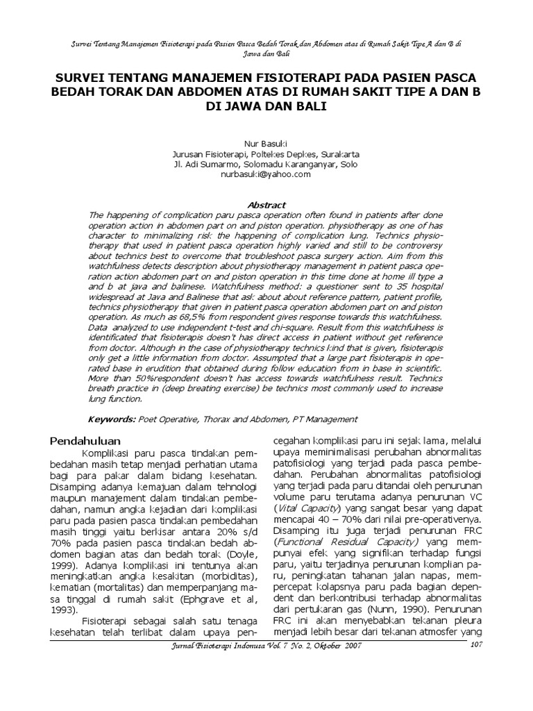 Fisio Bedah Thorax | PDF | Physical Therapy | Lung