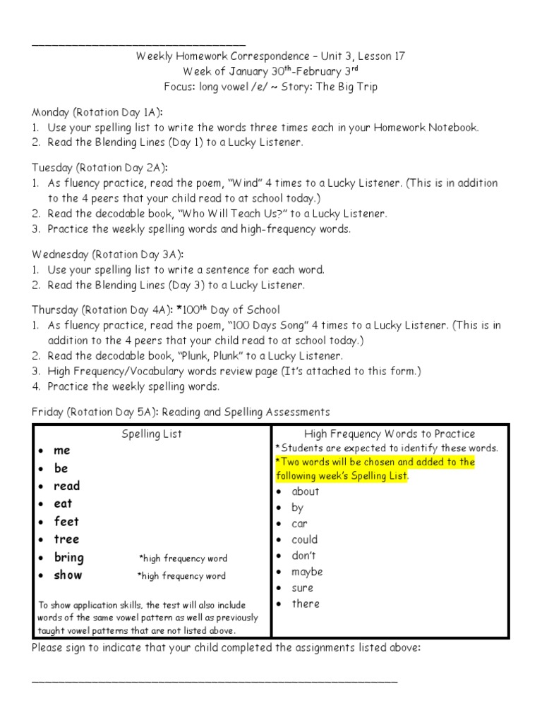 Weekly Homework: Unit 3, Lesson 17 | PDF