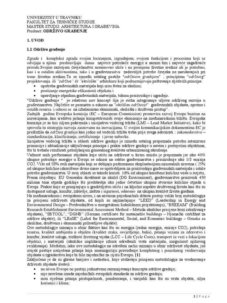 1.odrzivo Gradjenje | PDF