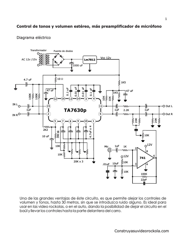 Control de Tonos y Volumen + Preamplificador de Micrófono | PDF | Electrónica | Electromagnetismo