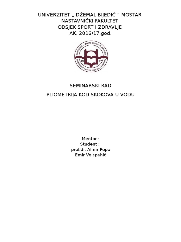 Seminarski Skokovi U Vodu | PDF