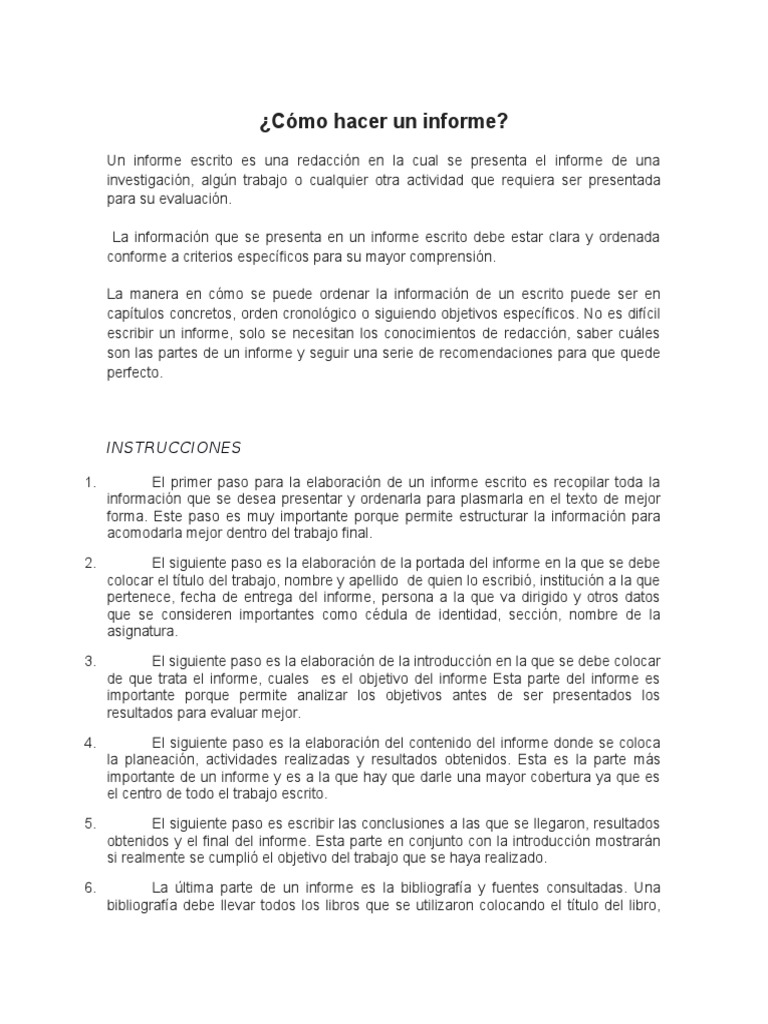 Como Hacer Un Informe | PDF