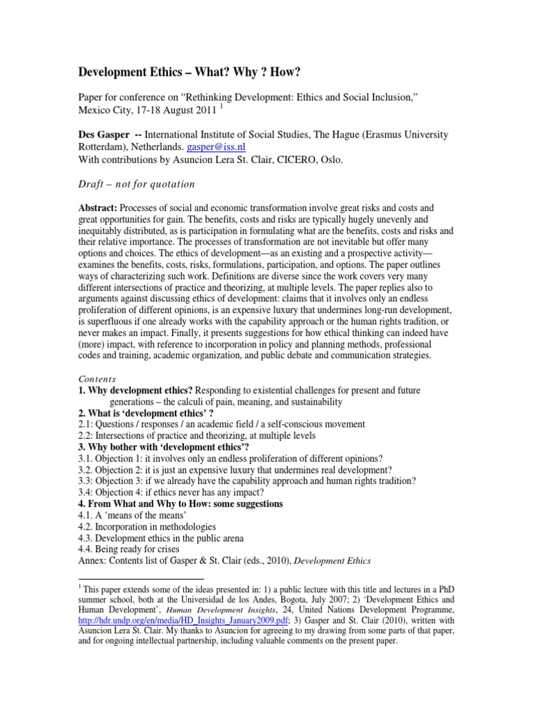 (2013) Des Gasper. Development Ethics. What Why How PDF | PDF ...