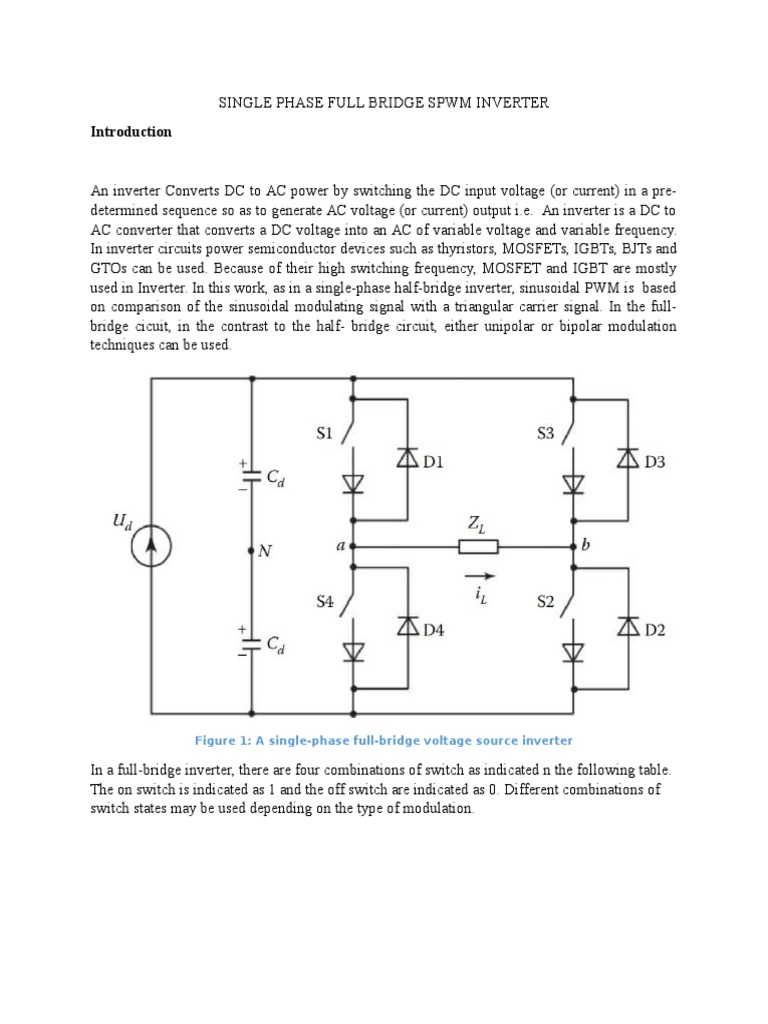 Figure 1: A Single-Phase Full-Bridge Voltage Source Inverter | PDF