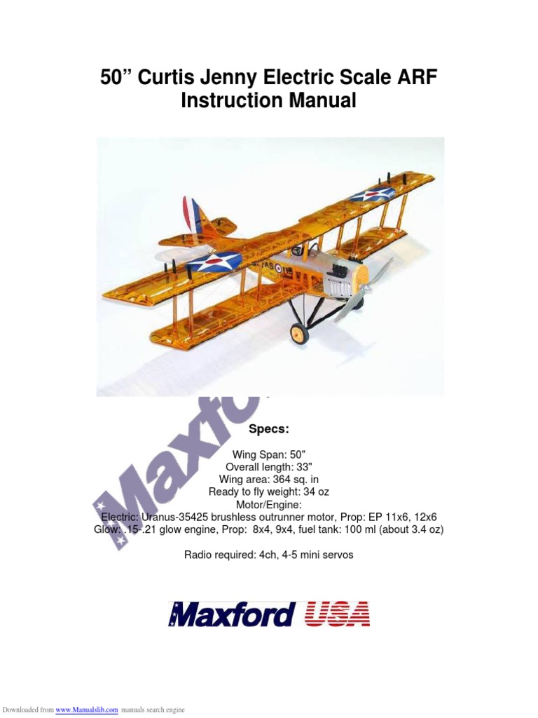 50" Curtis Jenny Electric Scale ARF Instruction Manual: Specs | PDF ...