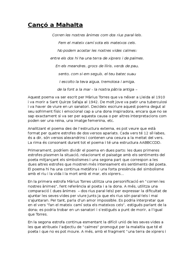 Cançó A Mahalta | PDF