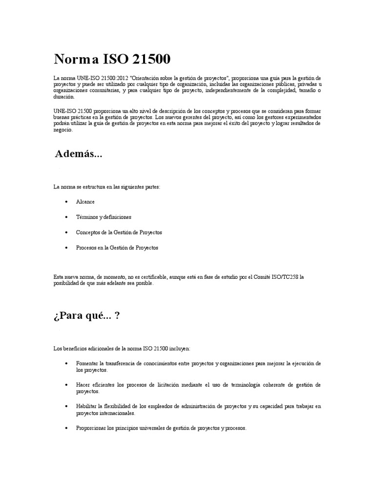 Norma ISO 21500 | PDF
