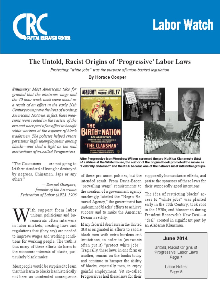 Untold, Racist Origins of Progressive' Labor Laws Protecting "White ...