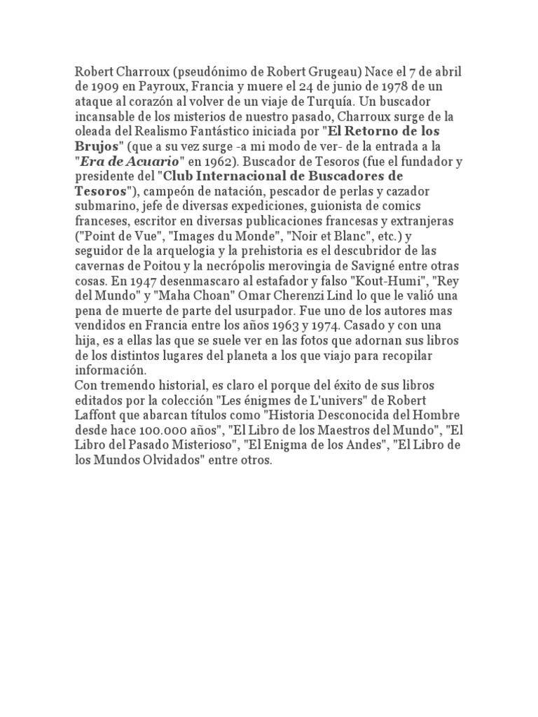 Robert Charroux | PDF | Publicación | Libros